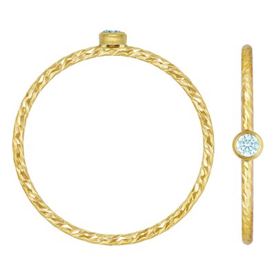 2mm Aquamarine 3A CZ Sparkle Ring Size 6