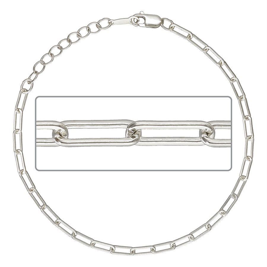 6.5" Flat Paperclip Chain w / 1" Extender AT